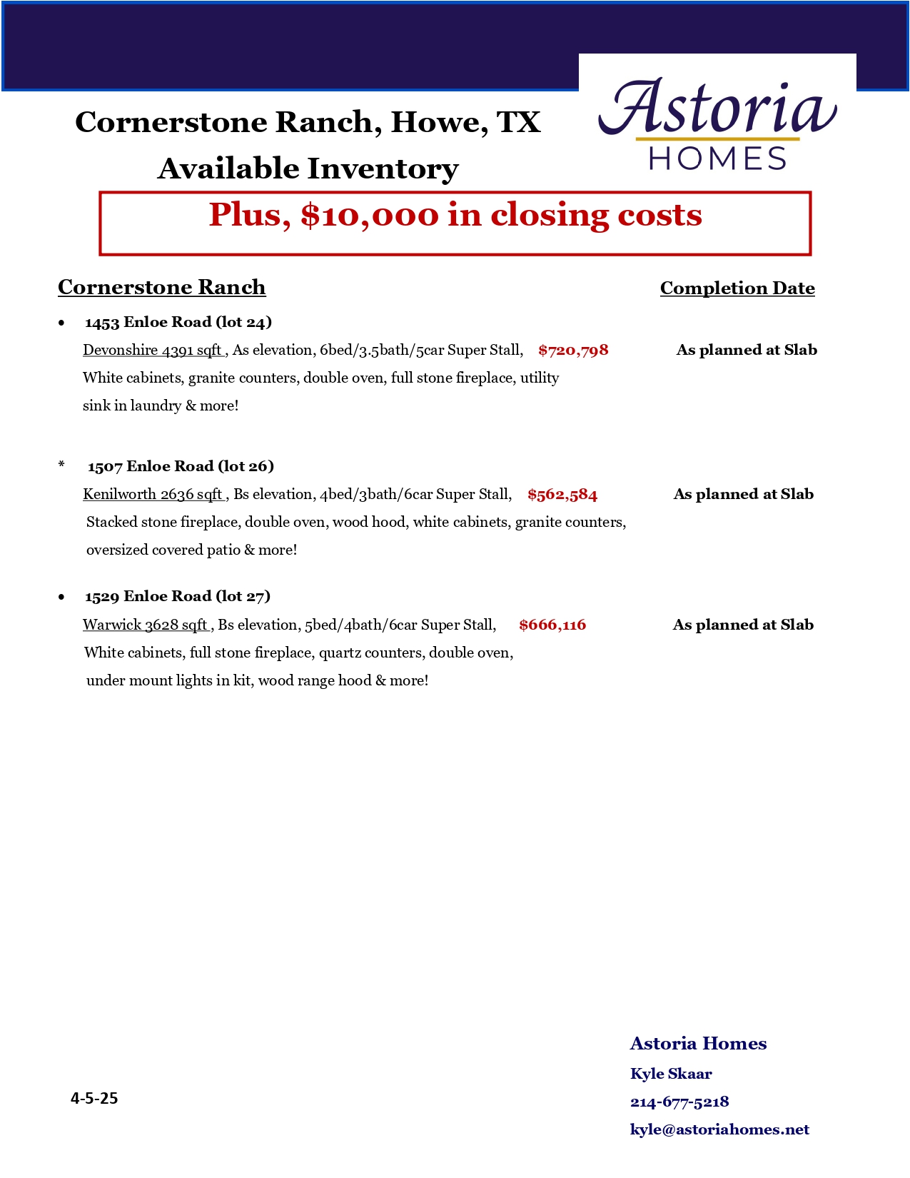 Corner Stone Ranch, Howe | Astoria Homes